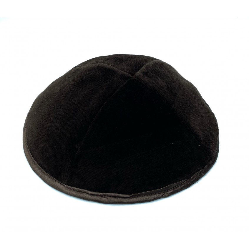 acheter une kippa en velours coloris marron