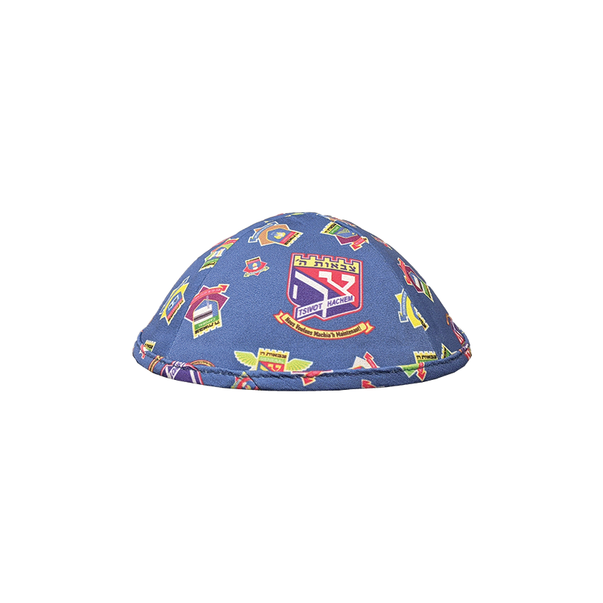 acheter une kippa en coton coloris bleu multilogo tsivot hachem