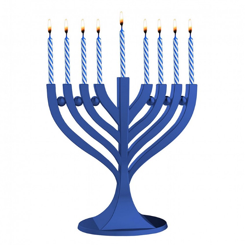 acheter une mini menorah design bleu